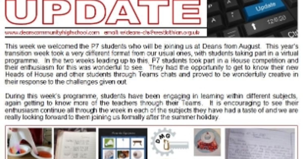 Update 12-6-20 for Parents/Carers & Students - Deans Community High School