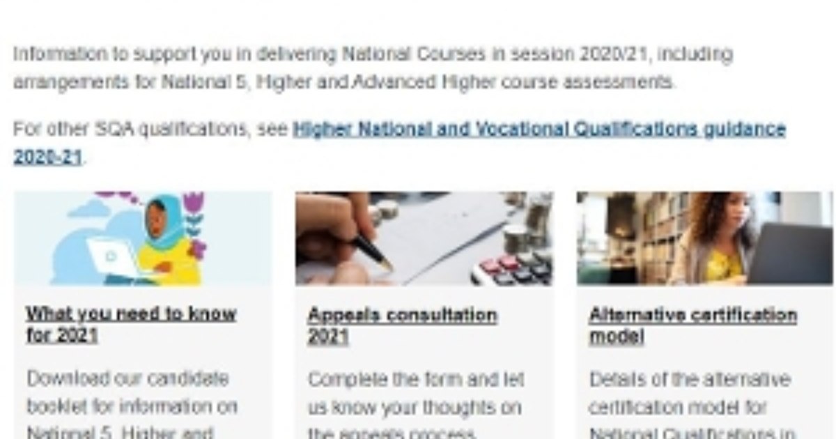 SQA - What you need to know for 2021 - N5, H & AH. - Deans Community ...